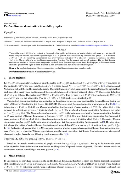 Pdf Perfect Roman Domination In Middle Graphs