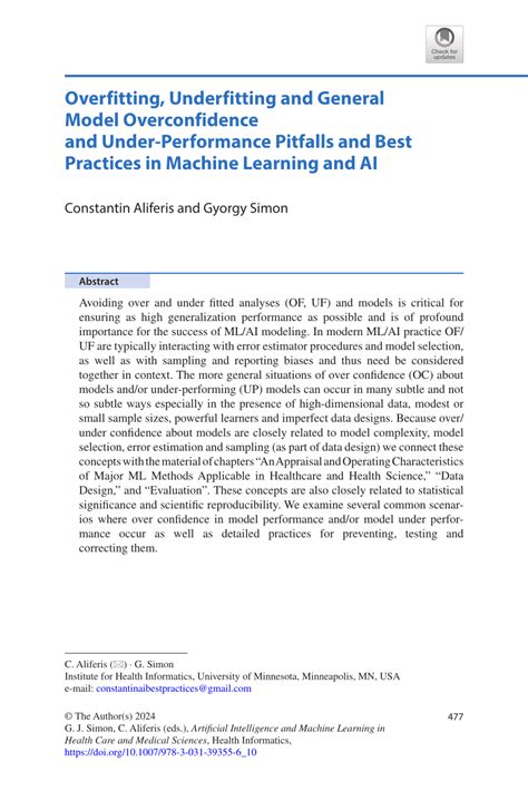PDF Overfitting Underfitting And General Model Overconfidence And Under Performance Pitfalls