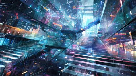 abstract of digital connected shape and particle with tech cyber style