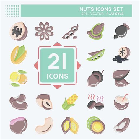 Icon Set Nuts Suitable For Nuts Symbol Flat Style Simple Design Editable Design Template