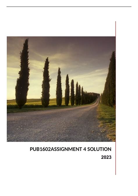 Pub1602 Assignment 4 Solution 2023 Pub1602 Stuvia Sa