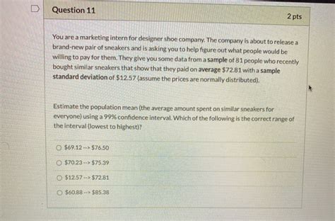 Solved Question 11 2 Pts You Are A Marketing Intern For