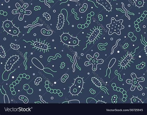 Bacteria Virus Microbe Dark Seamless Pattern Vector Image
