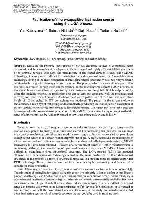 Fabrication Of Micro Capacitive Inclination Sensor Using The Liga