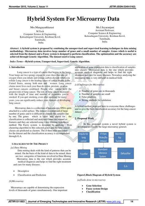 Pdf Hybrid System For Microarray Data
