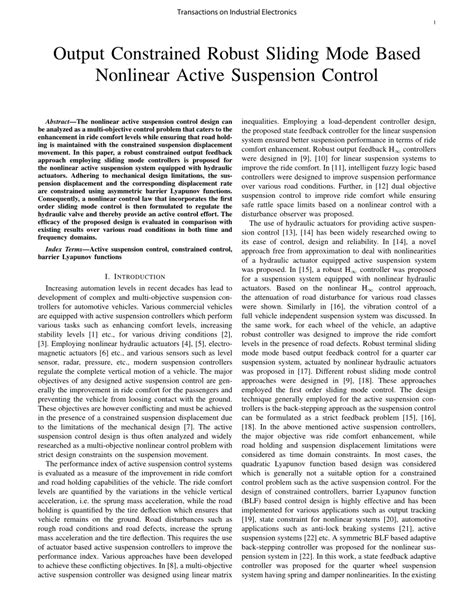 Pdf Output Constrained Robust Sliding Mode Based Nonlinear Active