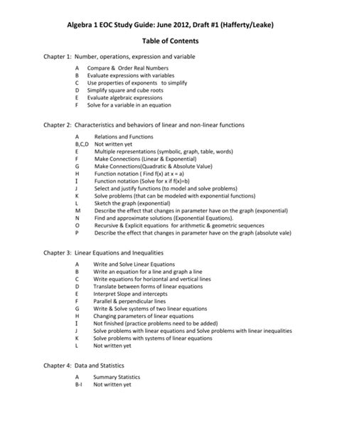 Eoc Weekly Practice Problems For Algebra 1