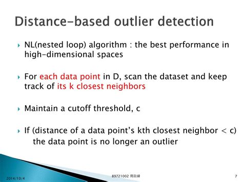 Ppt Fast Mining Of Distance Based Outliers In High Dimensional