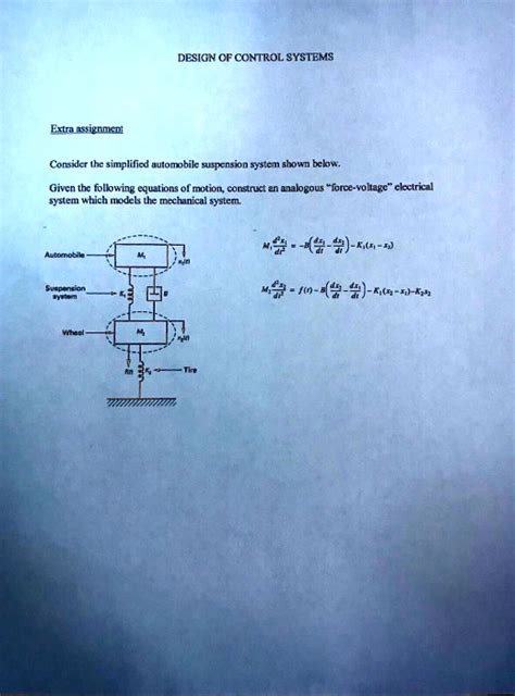 Design Of Control Systems Extra Assignment Consider The Simplified