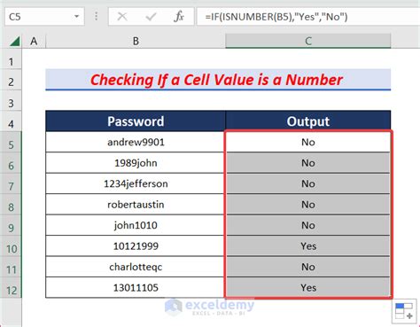 use isnumber function with if and then statements in excel