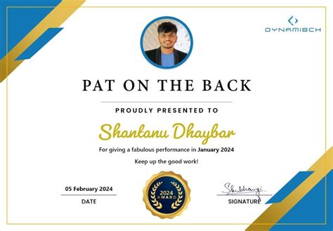 Shantanu Dhaybar On Linkedin Thank You Team Dynamisch For Recognizing My Work 👍 20 Comments