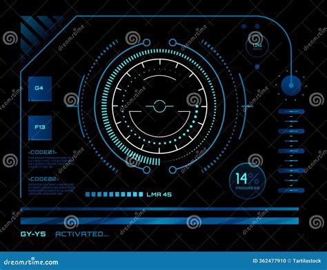 Futuristic Head Up Display Hud Interface Showing A Targeting System With Code Data Analysis