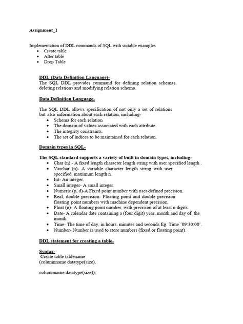 Dbms Lab 1 Pdf Table Database Sql