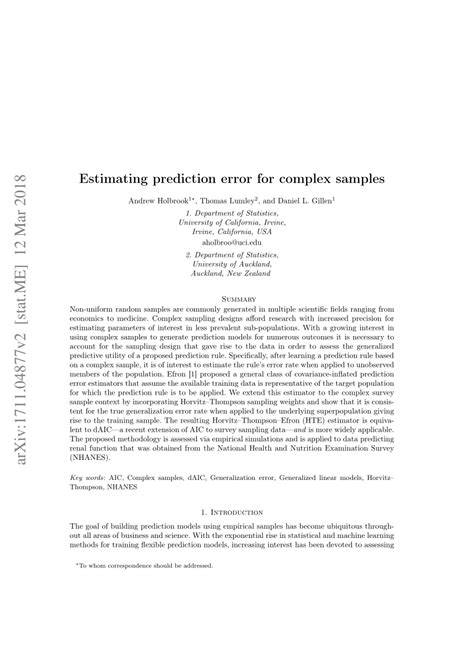 pdf estimating prediction error for complex samples