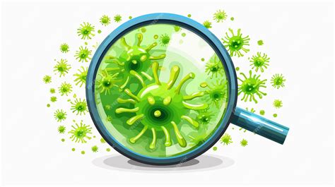 Bacteria And Virus Under A Magnifying Glass Concept Premium Ai Generated Vector