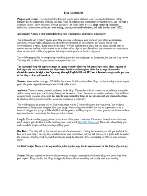 Blog Assignment Pdf Genre Blog