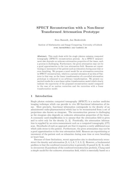 Pdf Spect Reconstruction With A Non Linear Transformed Ceur Vol 715bvm201185
