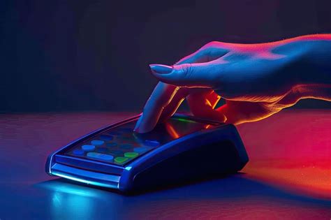 Hand Using Digital Payment Terminal For Secure Transactions Premium