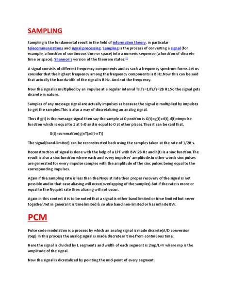 Sampling Pdf Sampling Signal Processing Computer Science
