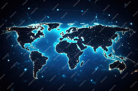 Premium Ai Image World Map With Interconnected Lines Or Digital Network Connections Global