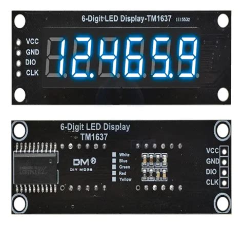 display 7 segmentos 6 dígitos 0 36 tm1637 azul arduino parcelamento