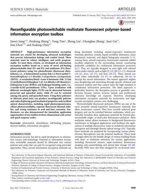 Pdf Reconfigurable Photoswitchable Multistate Fluorescent Polymer