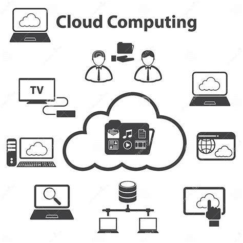 Big Data Icons Set Cloud Computing Stock Vector Illustration Of