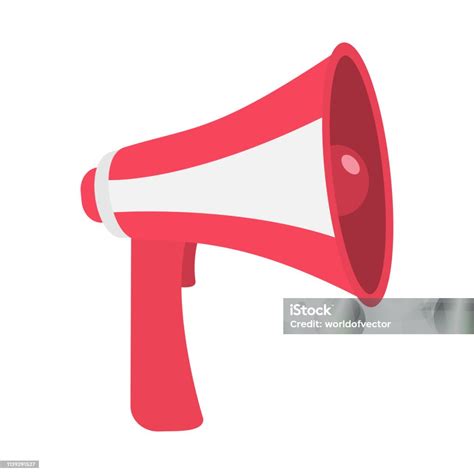 확성기 스피커 라우드스피커 아이콘 알림 기호 기호입니다 평면 디자인입니다 붉은 색입니다 흰색 배경입니다 격리 개념에 대한 스톡 벡터 아트 및 기타 이미지 Istock