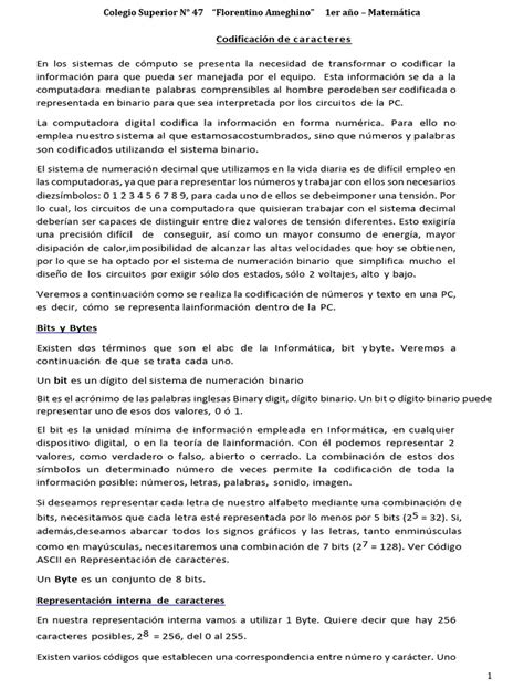 02 Codificación De Caracteres Pdf Ascii Poco