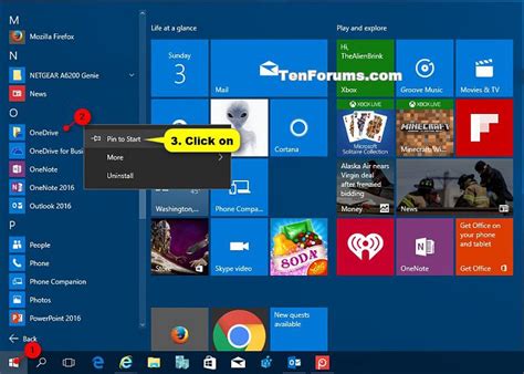 Pin To Start And Unpin From Start Items In Windows 10 Tutorials