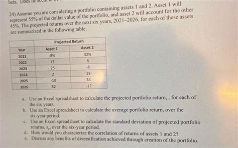 solved 24 assume you are considering a portfolio containing