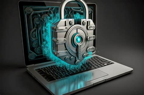 Concept Of Cyber Security Locked Padlock On The Laptop Stock
