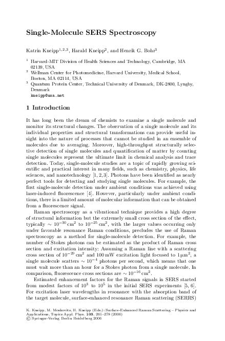 Pdf Single Molecule Sers Spectroscopy