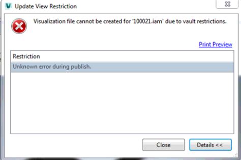 Visualization File Cannot Be Created Unknown Error During Publish Upon Updating Preview In