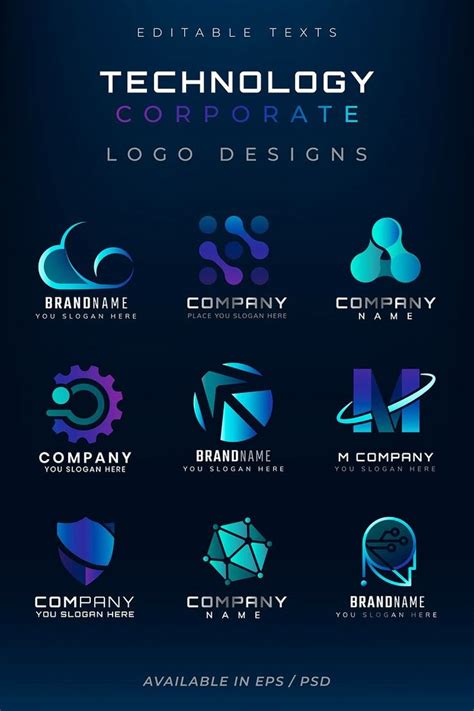 Gradient Corporate Technology Futuristic Logo Set Create Custom