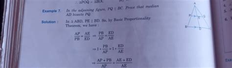 Example In The Adjoining Figure PQBC Prove That Median AD Bisects P