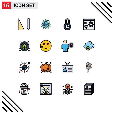 16 User Interface Flat Color Filled Line Pack Of Modern Signs And