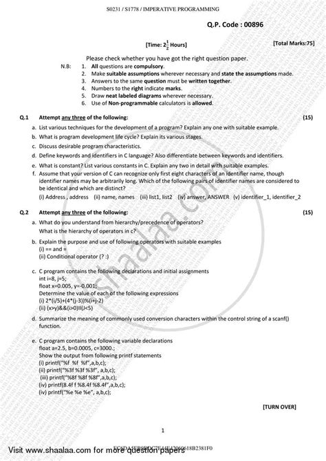 imperative programming 2017 2018 b sc it information technology semester 1 fybsc i t