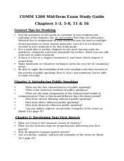 COMM Midterm Exam Study Guide COMM 1200 Mid Term Exam Study Guide Chapters 1 3 5 8 11 16