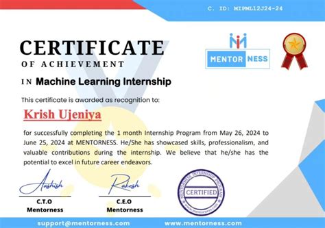 Krish Ujeniya On Linkedin Machinelearning Internship Datascience