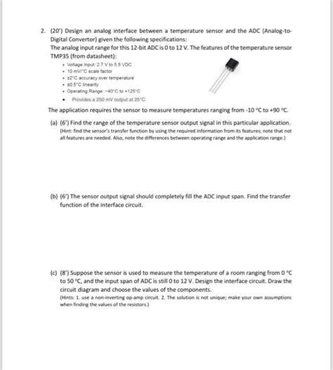 Solved 2 20 Design An Analog Interface Between A Chegg Com