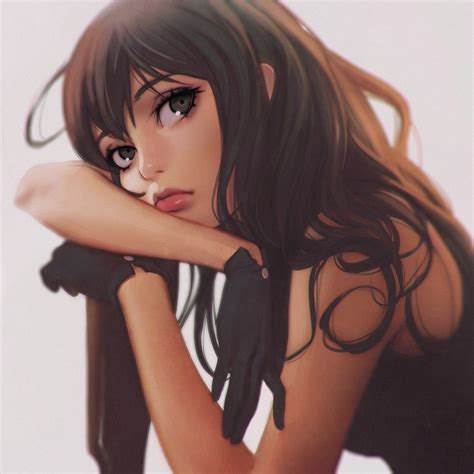 1047748 Digital Art Model Long Hair Anime Glasses Black Hair