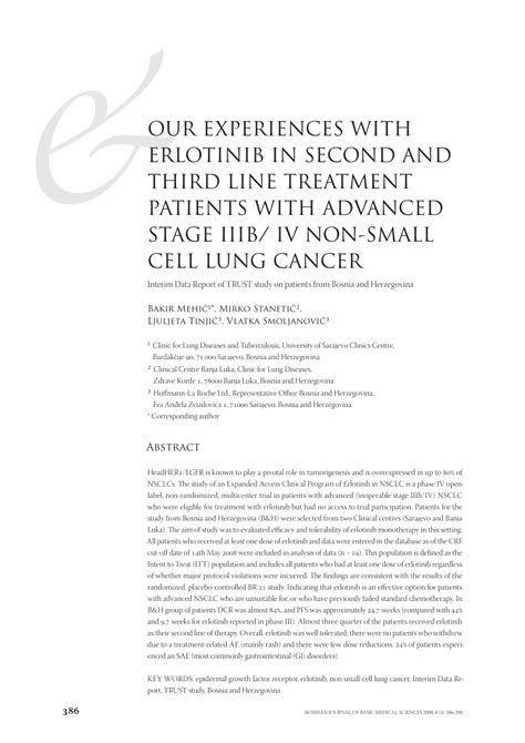 Pdf Our Experiences With Erlotinib In Second And Third Line Treatment Patients With Advanced
