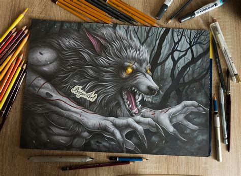 Werewolf Drawing By Bajan Art On Deviantart