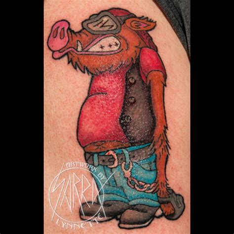 Biker Hog Tattoo By Sarra Lynnette Tattoo Artists Stingray Tattoo Travel Tattoo