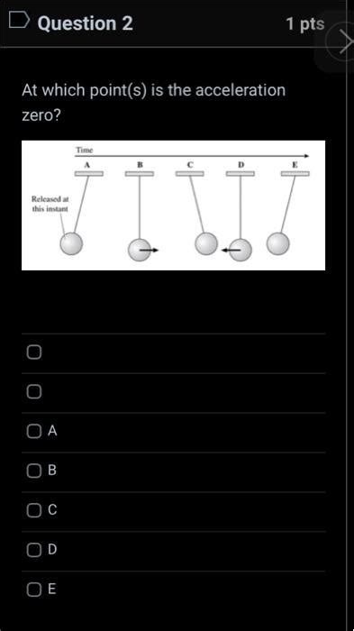 Solved At Which Point S Is The Acceleration Zero