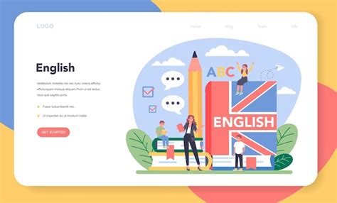 Premium Vector English Class Web Banner Or Landing Page Study Foreign