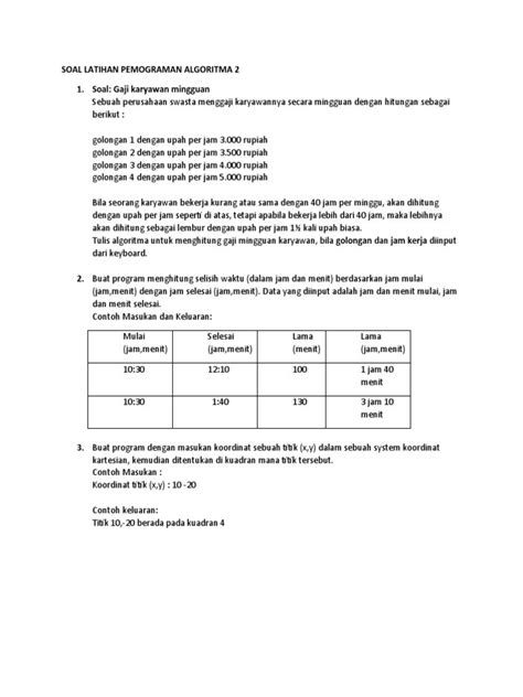Soal Latihan Pemograman Algoritma 2 Pdf