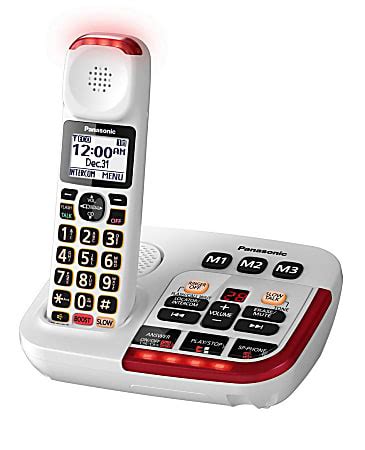 Panasonic Amplified Cordless Phone With Answering Machine White Kx