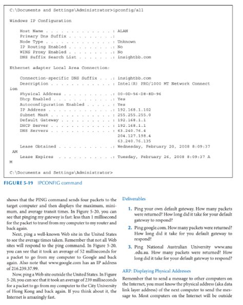 HANDS ON ACTIVITY 5A Using TCP IP In This Chapter Chegg Com